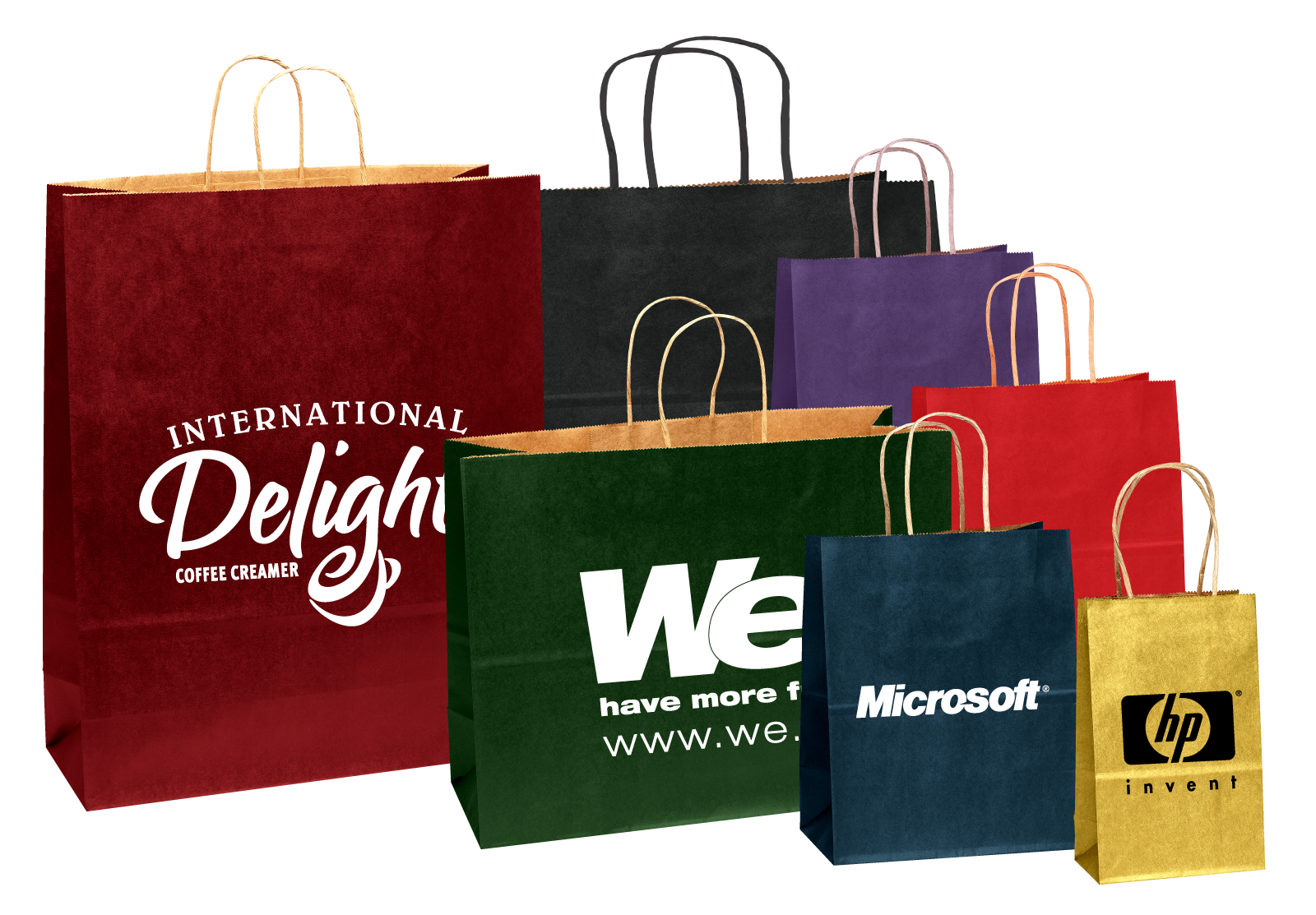 COLORED TWISTED PAPER SHOPPERS - Red Wing Bags